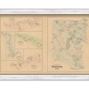 Town of HANSON and VILLAGES, Massachusetts 1879 Map - Replica or ...