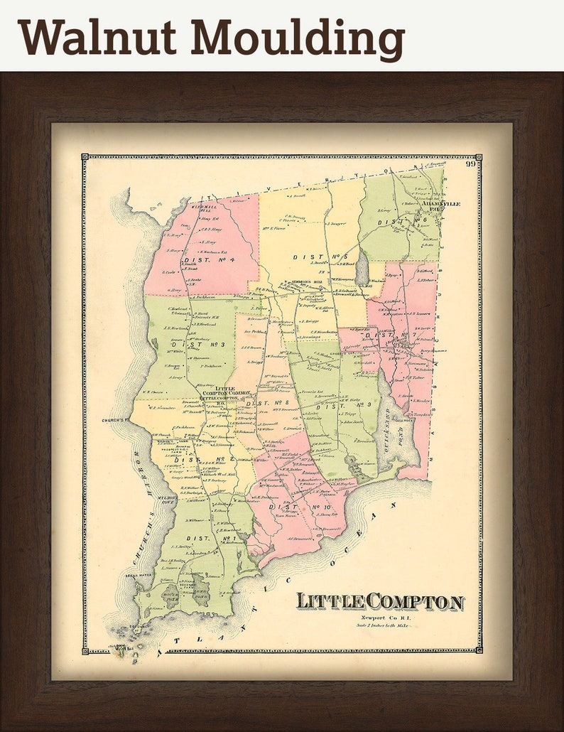 LITTLE COMPTON, Rhode Island 1870 Map - Etsy