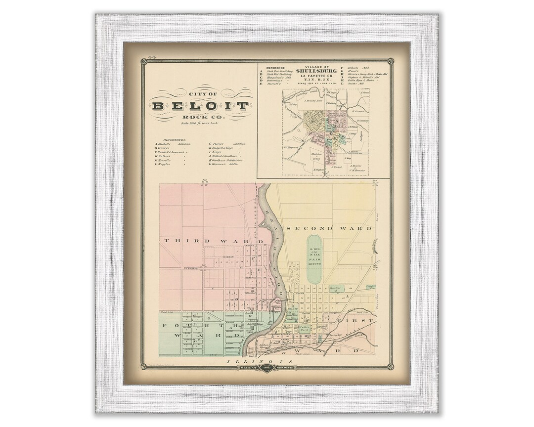 BELOIT, Wisconsin 1878 Map, Replica or Genuine Original - Etsy