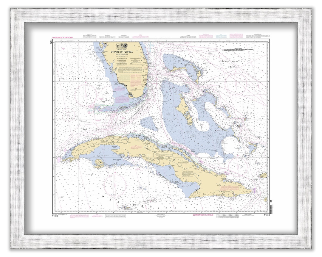 CUBA, the BAHAMAS and FLORIDA - 2012 Nautical Chart - Etsy