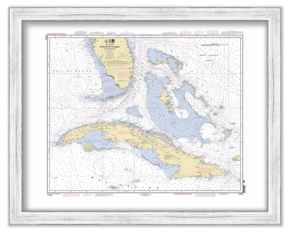 CUBA, the BAHAMAS and FLORIDA - 2012 Nautical Chart - Etsy