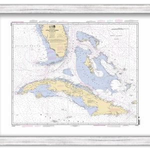 CUBA, the BAHAMAS and FLORIDA - 2012 Nautical Chart - Etsy