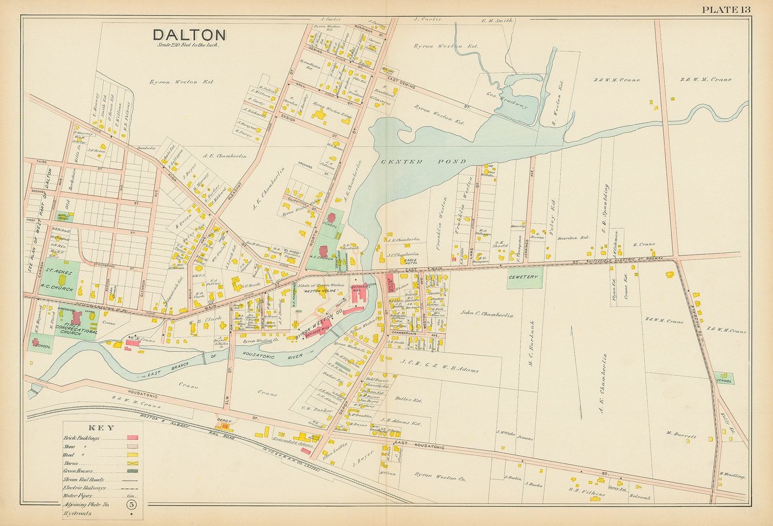 Village of DALTON Massachusetts 1904 Map Replica or Genuine | Etsy