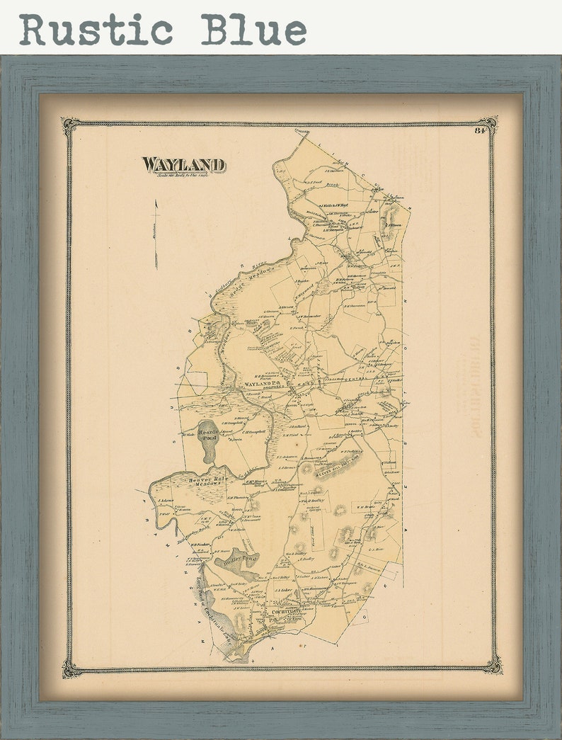 WAYLAND Massachusetts 1875 Map Replica or Genuine ORIGINAL - Etsy
