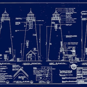 GREAT POINT LIGHTHOUSE, Nantucket, Massachusetts - Blueprint Drawing ...