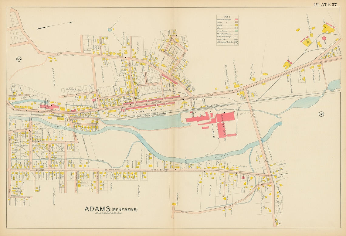 Village of ADAMS Massachusetts 1904 Map Replica or Genuine - Etsy
