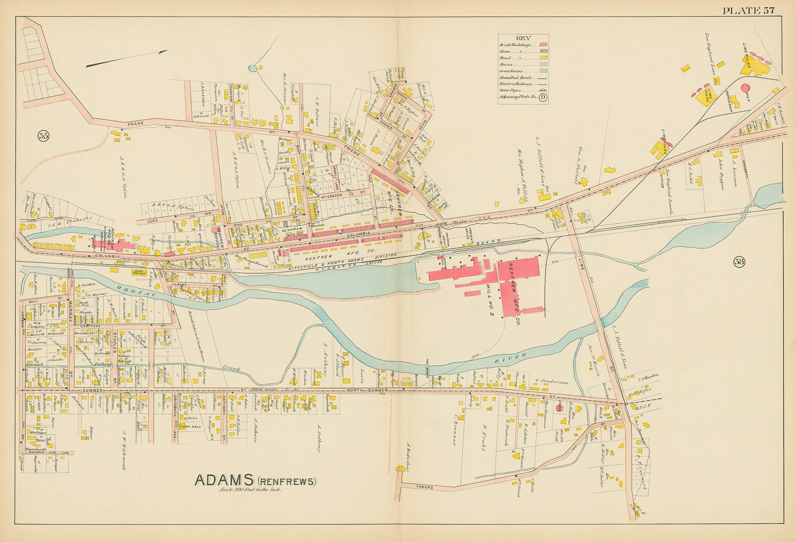 Village of ADAMS Massachusetts 1904 Map Replica or Genuine - Etsy