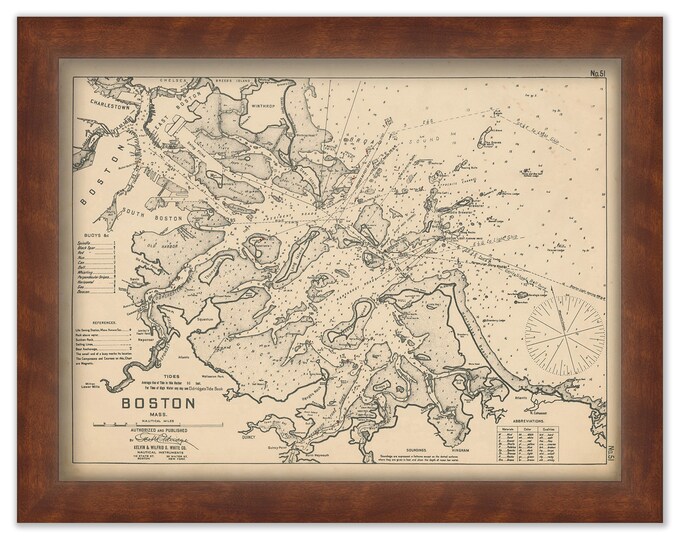 Boston Harbor Nautical Chart by George W. Eldridge 1901 - Etsy