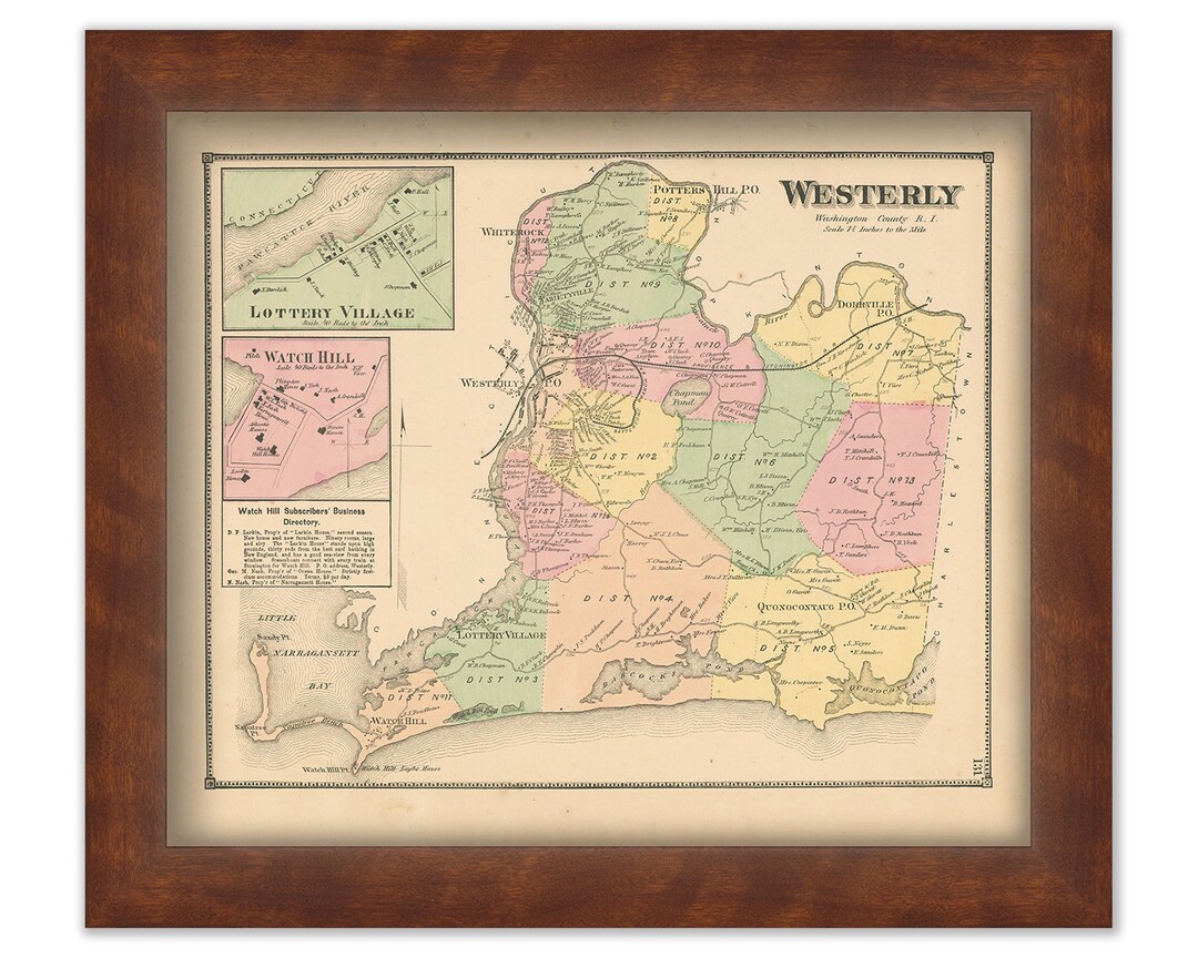 WESTERLY, Rhode Island 1870 Map - Etsy