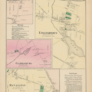 Village of ENGLISHTOWN, New Jersey 1873 Map - Replica or Genuine ...