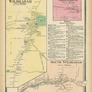 Village of WILBRAHAM, Massachusetts 1870 Map - Etsy