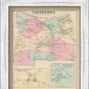 Smithtown, New York 1873 Map, Replica and GENUINE ORIGINAL - Etsy