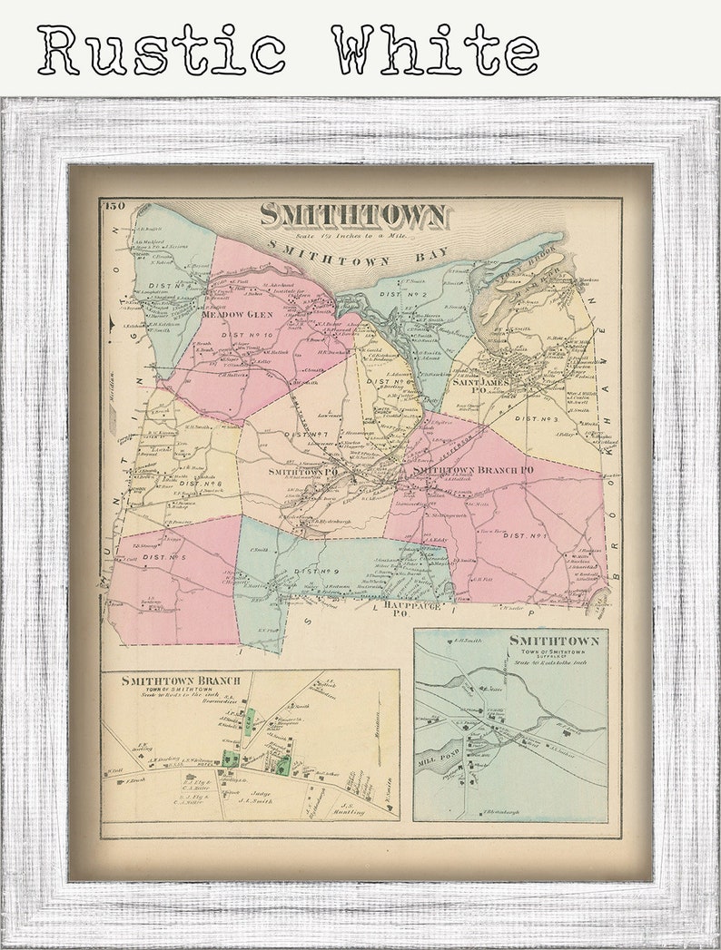 Smithtown New York 1873 Map Replica and GENUINE ORIGINAL - Etsy