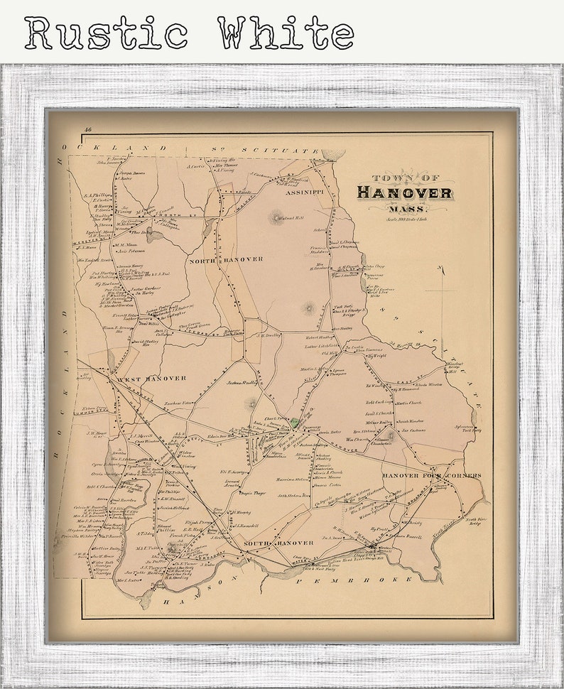 HANOVER Massachusetts 1879 Map Replica or Genuine ORIGINAL | Etsy