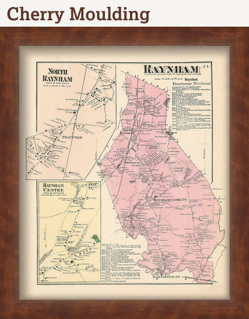 RAYNHAM Massachusetts 1871 Map Replica or Genuine ORIGINAL - Etsy