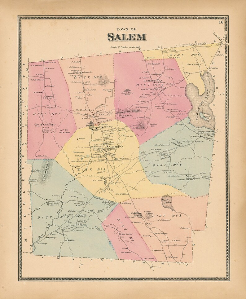 SALEM Connecticut 1868 Map | Etsy
