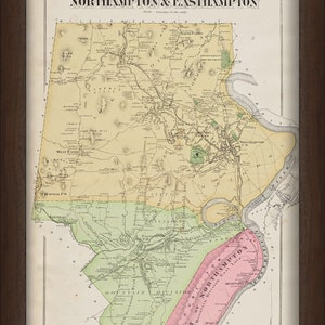 Towns of NORTHAMPTON and EASTHAMPTON, Massachusetts 1873 Map - Etsy