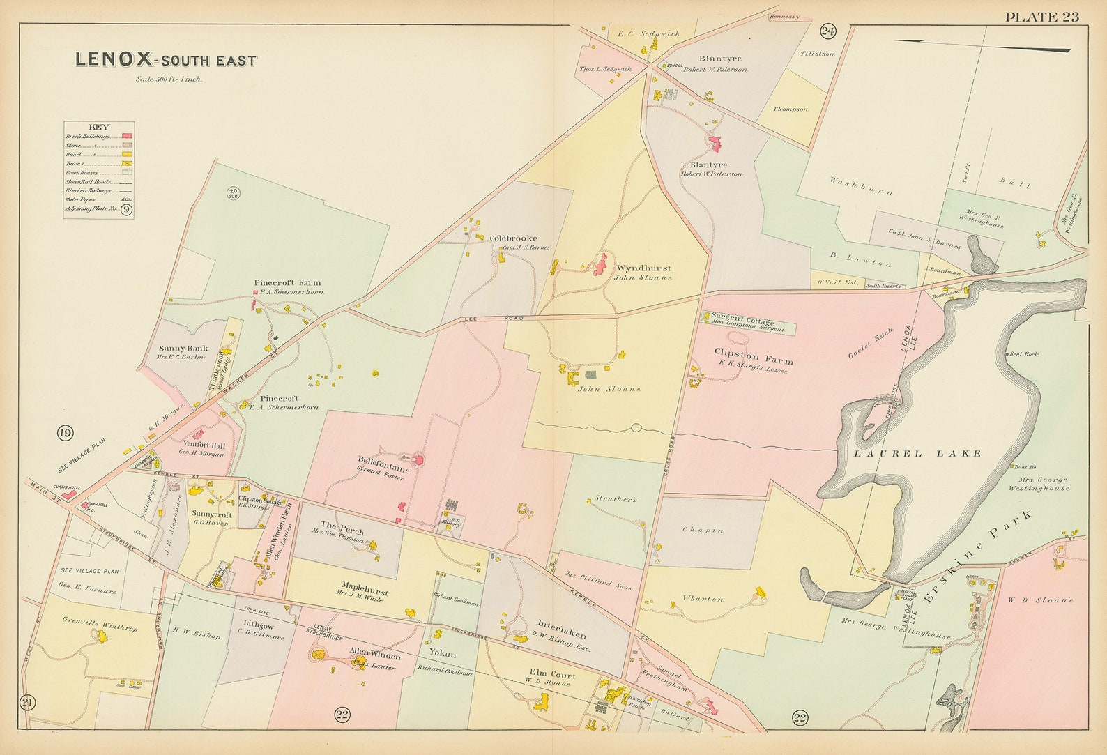 South East LENOX Massachusetts 1904 Map Replica or Genuine - Etsy