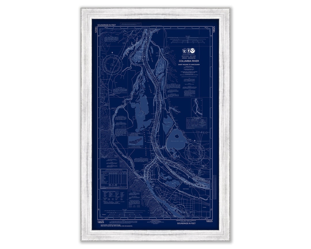 PORTLAND, Oregon - Nautical Chart Blueprint Published in 2016 - Etsy