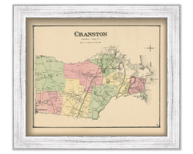 CRANSTON Rhode Island 1870 Map - Etsy