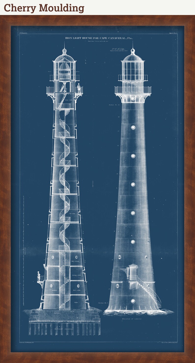 CAPE CANAVERAL LIGHTHOUSE Florida Blueprint Drawing and | Etsy