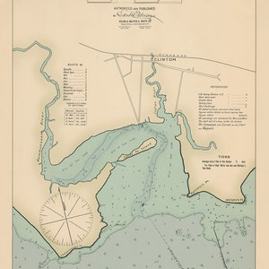 Clinton, Connecticut - Nautical Chart by George W. Eldridge Colored ...
