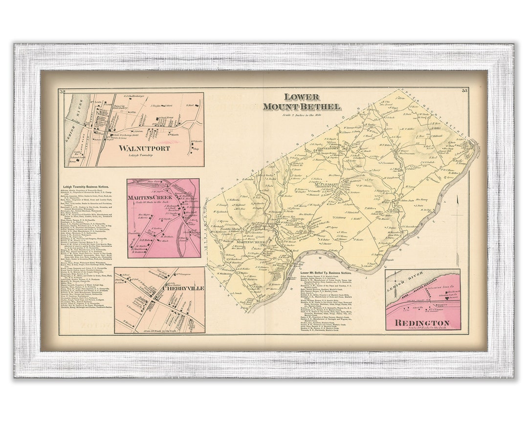 LOWER MOUNT BETHEL, Pennsylvania 1872 Map - Replica or Genuine Original ...