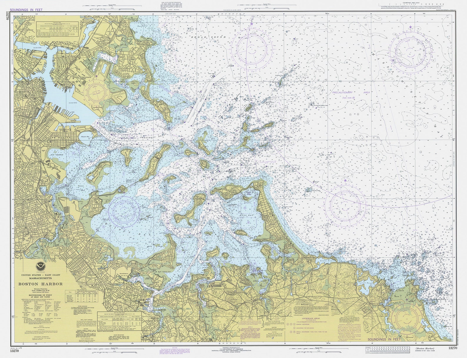 BOSTON HARBOR, Massachusetts - Nautical Chart 1979 - Etsy