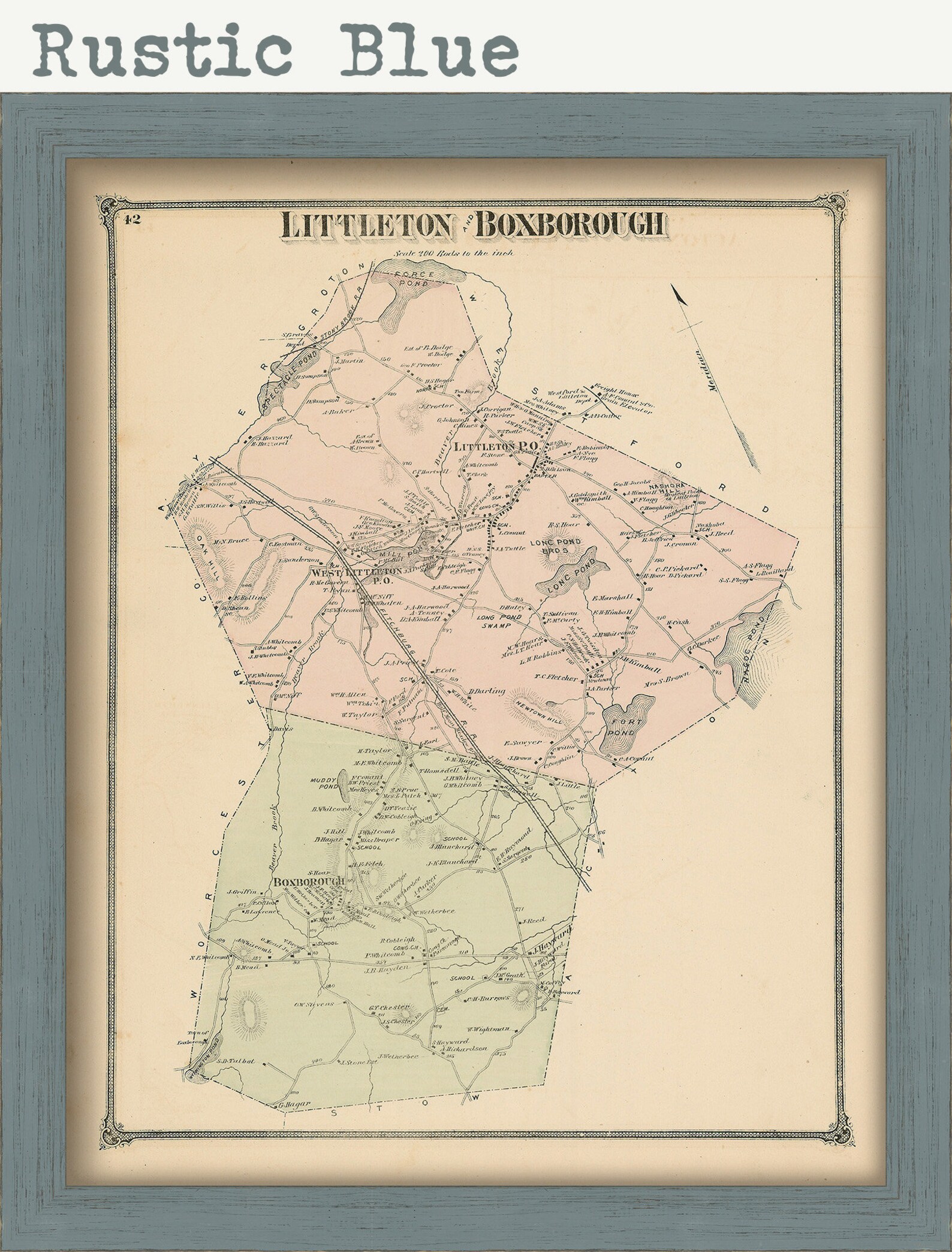 LITTLETON and BOXBOROUGH Massachusetts 1875 Map Replica or - Etsy
