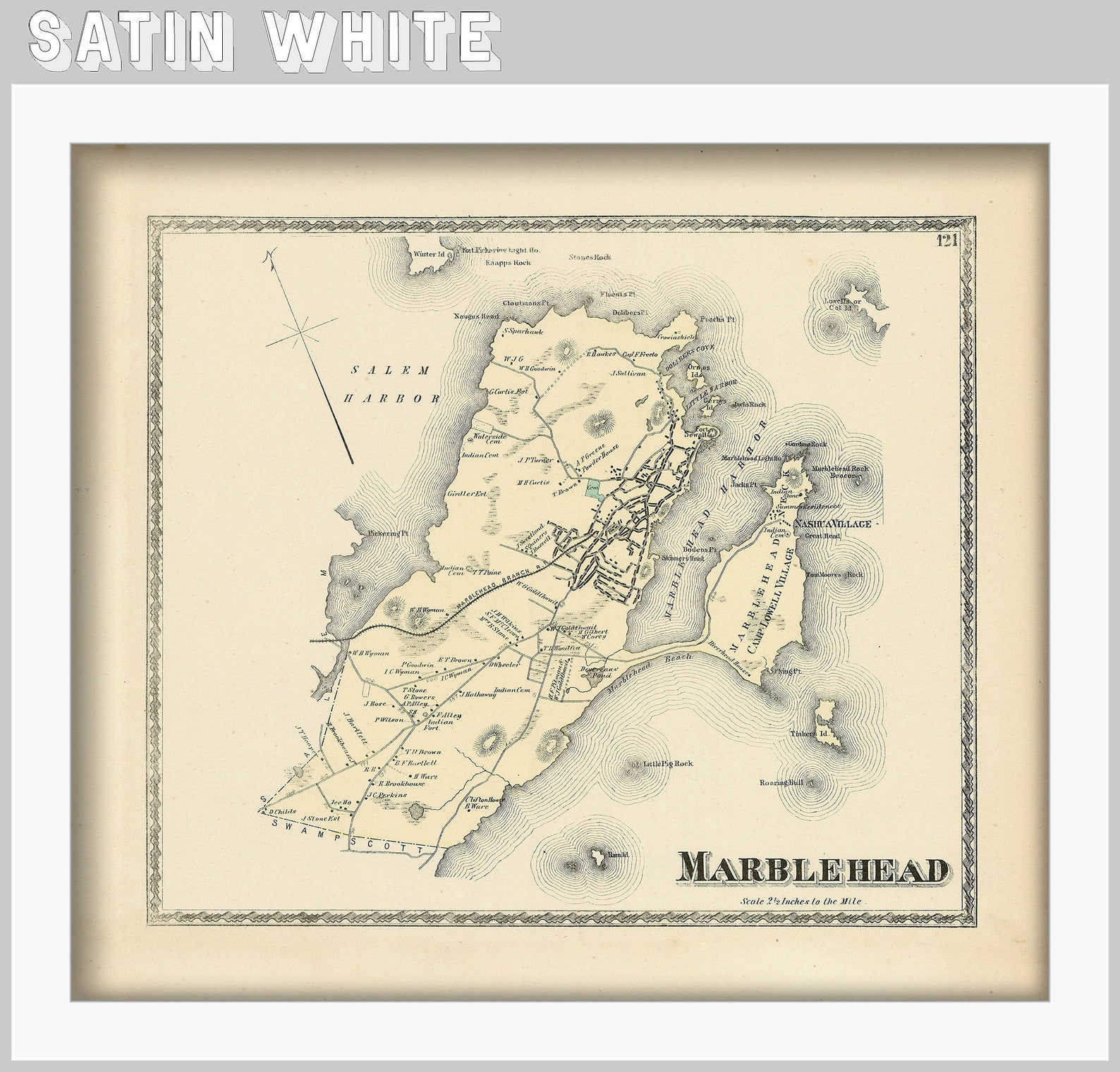 MARBLEHEAD, Massachusetts 1872 Map - Replica or Genuine ORIGINAL - Etsy
