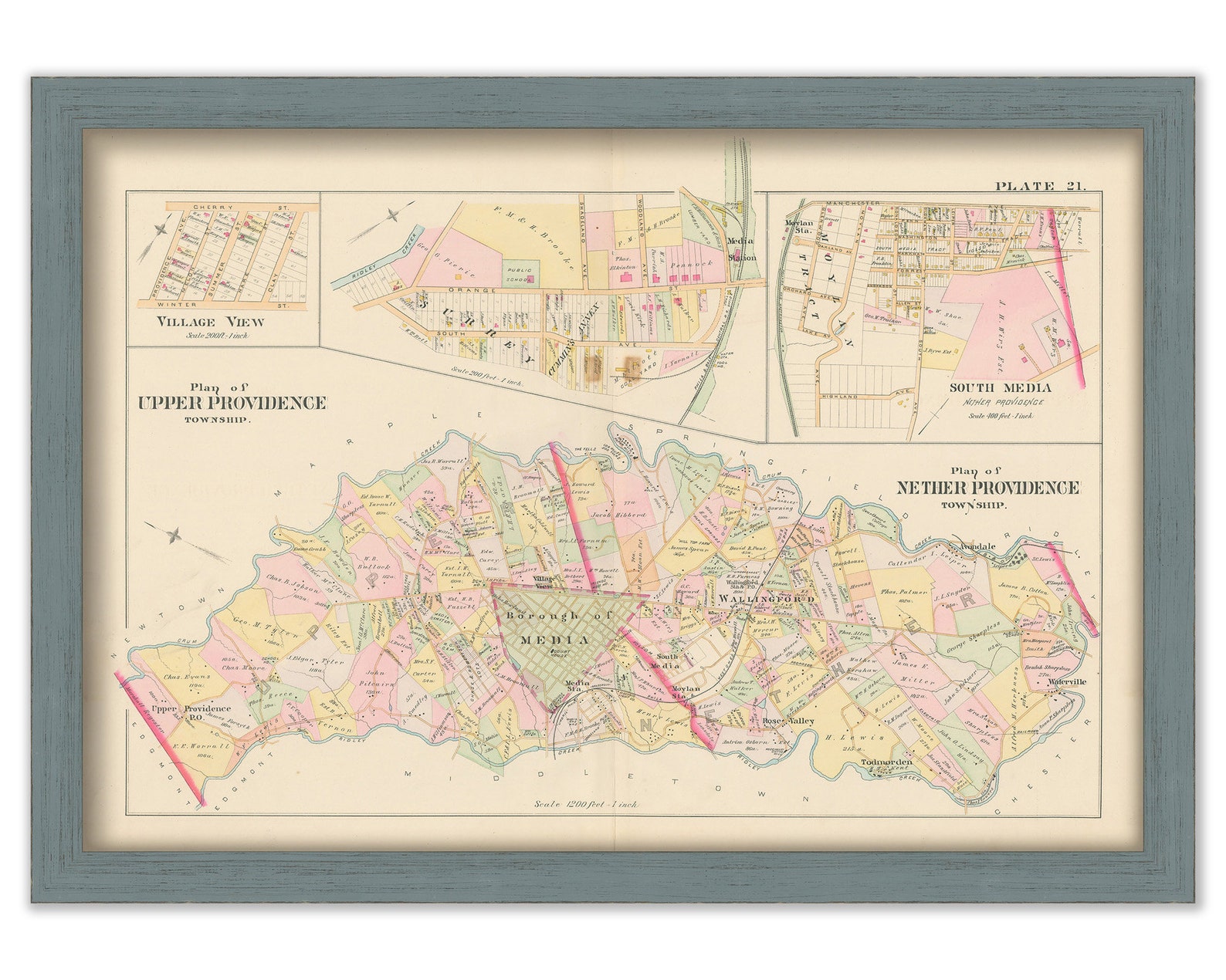 UPPER and NETHER PROVIDENCE, Pennsylvania - 1892 Map - Etsy