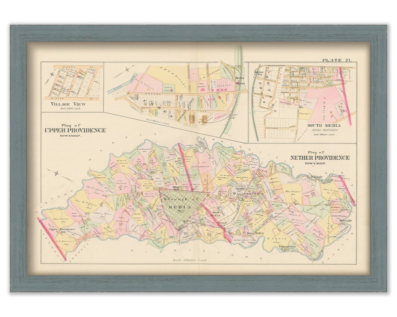 UPPER and NETHER PROVIDENCE, Pennsylvania - 1892 Map - Etsy