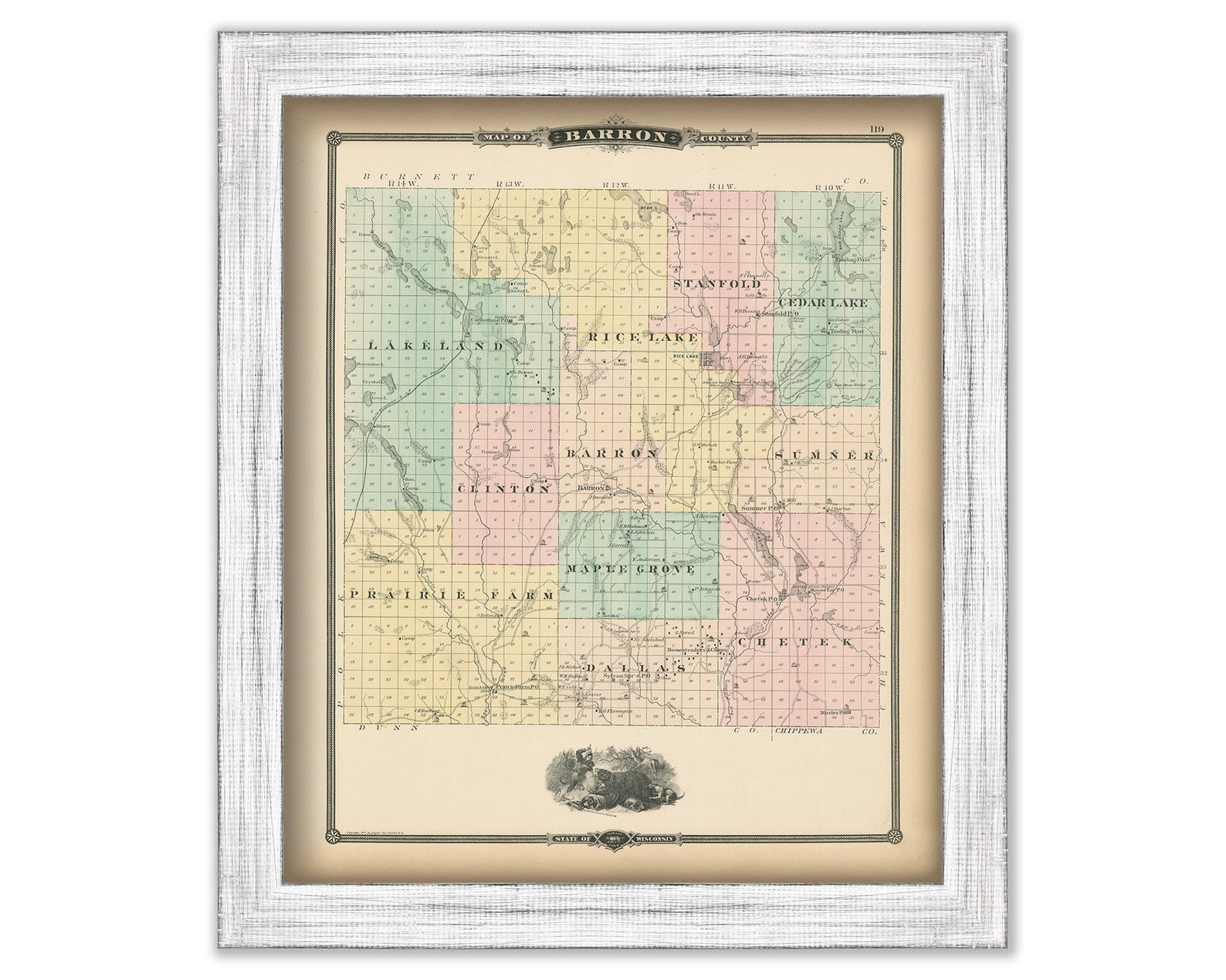 BARRON COUNTY Wisconsin 1878 Map Replica or Genuine Original - Etsy