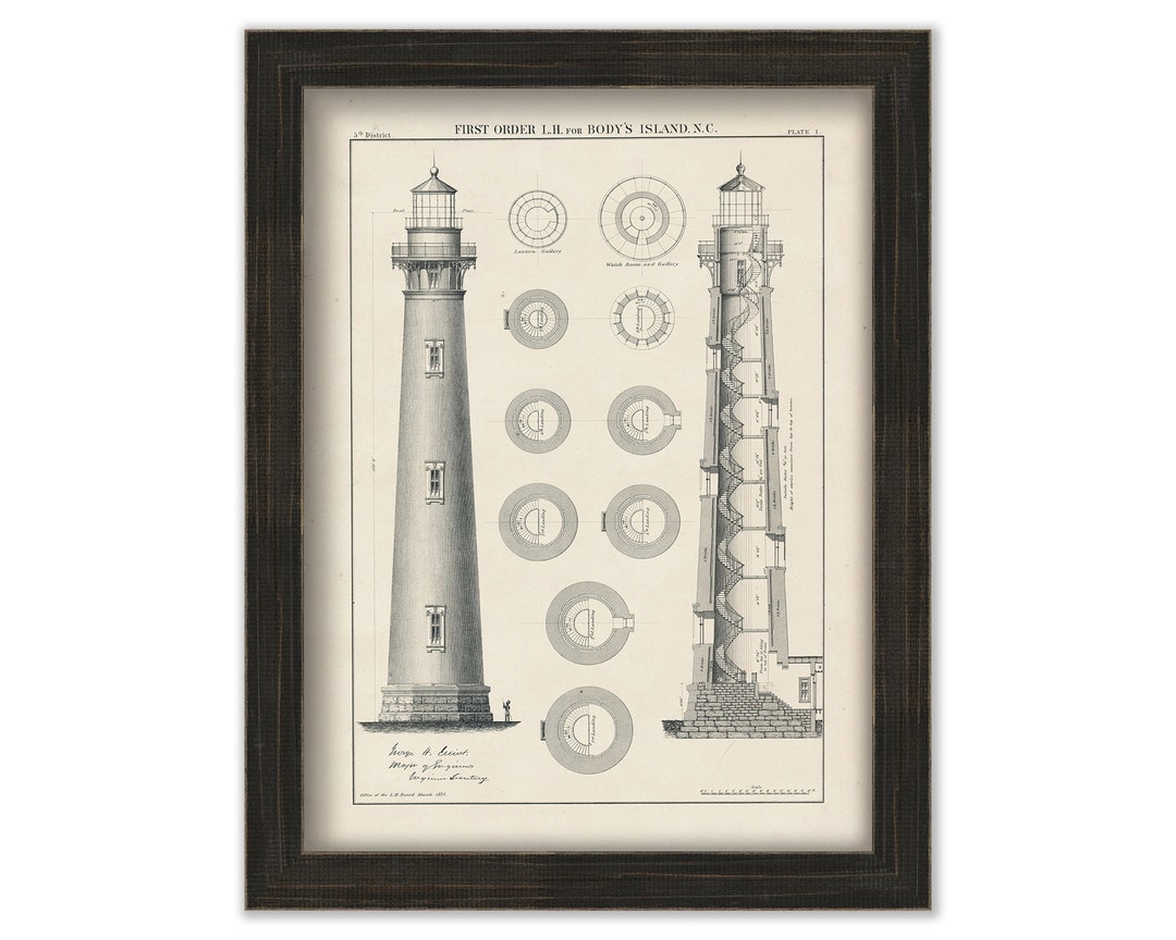 BODIE ISLAND LIGHTHOUSE, Outer Banks, North Carolina - Drawing and Plan ...