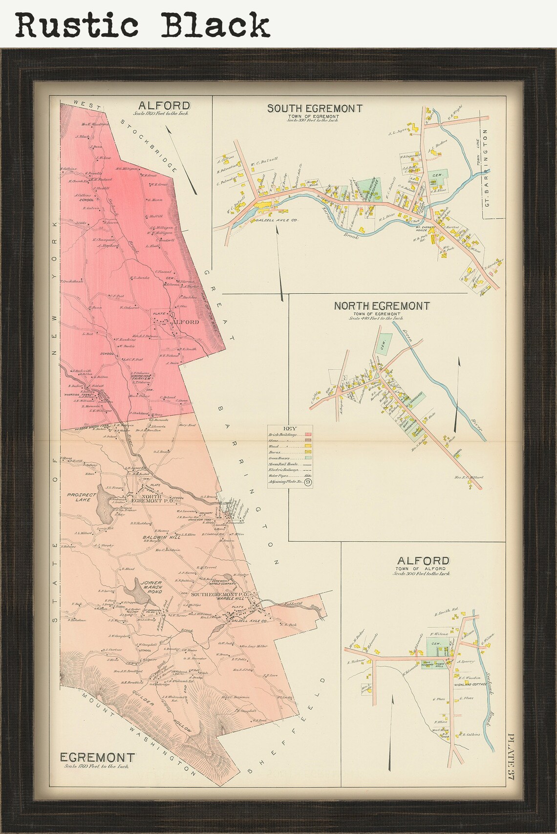 ALFORD and EGREMONT Massachusetts 1904 Map Replica or | Etsy