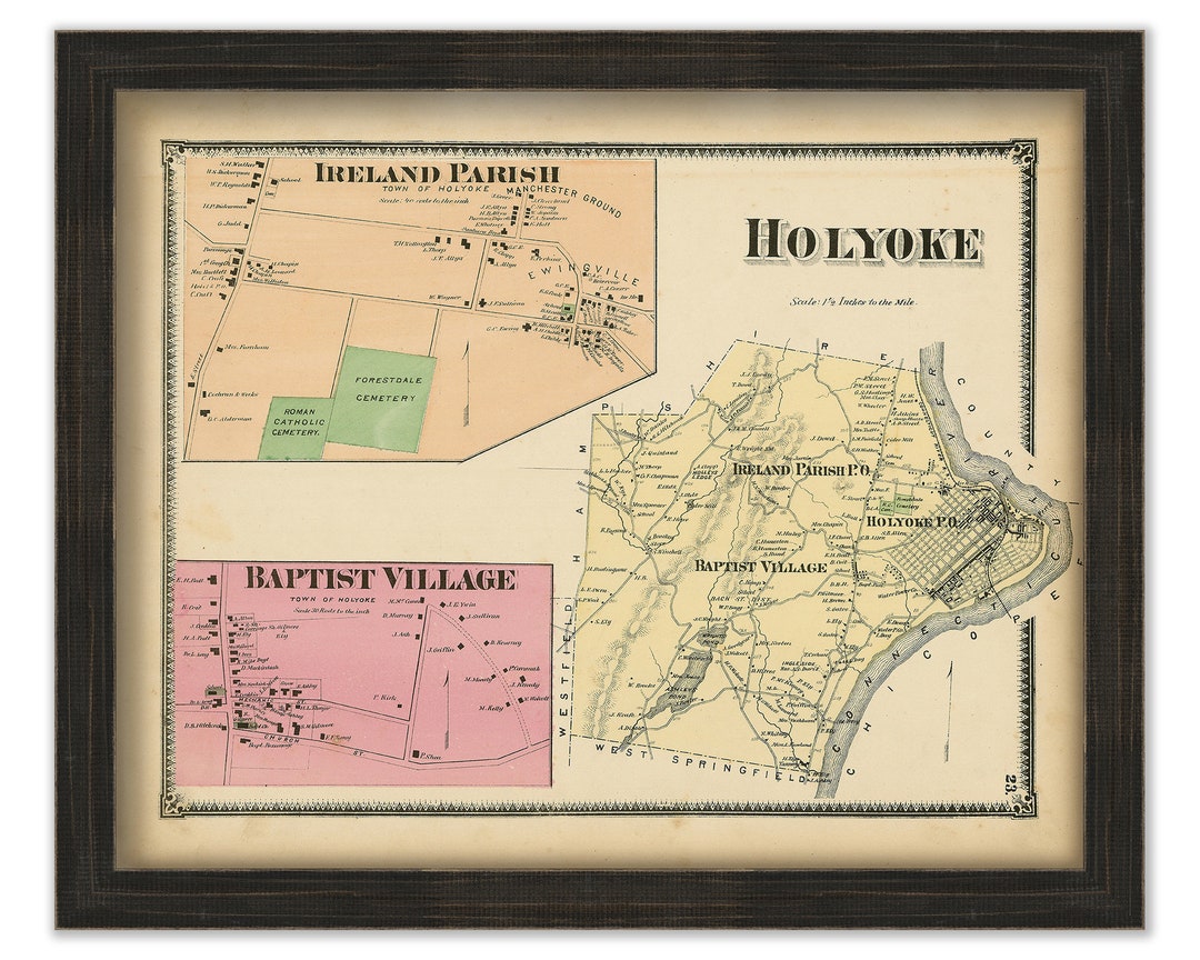 Town of HOLYOKE, Massachusetts 1870 Map - Etsy