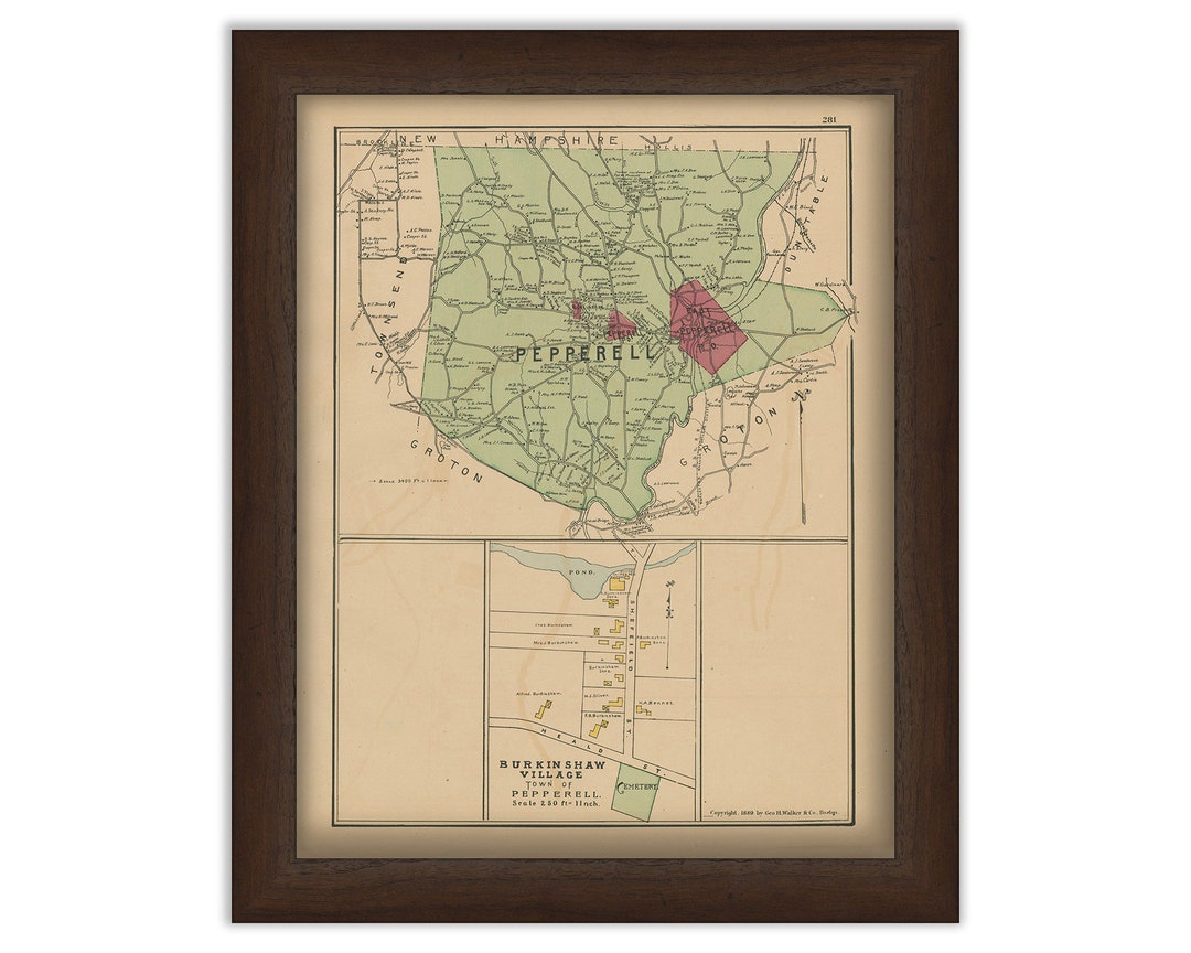 PEPPERELL, Massachusetts 1889 Map - Replica or Genuine ORIGINAL - Etsy