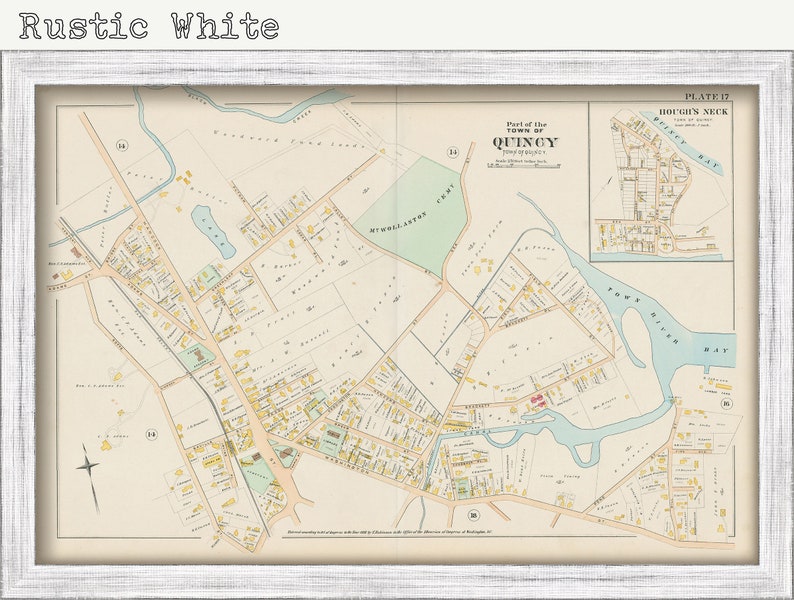 Town of QUINCY, Massachusetts 1888 Map - Etsy