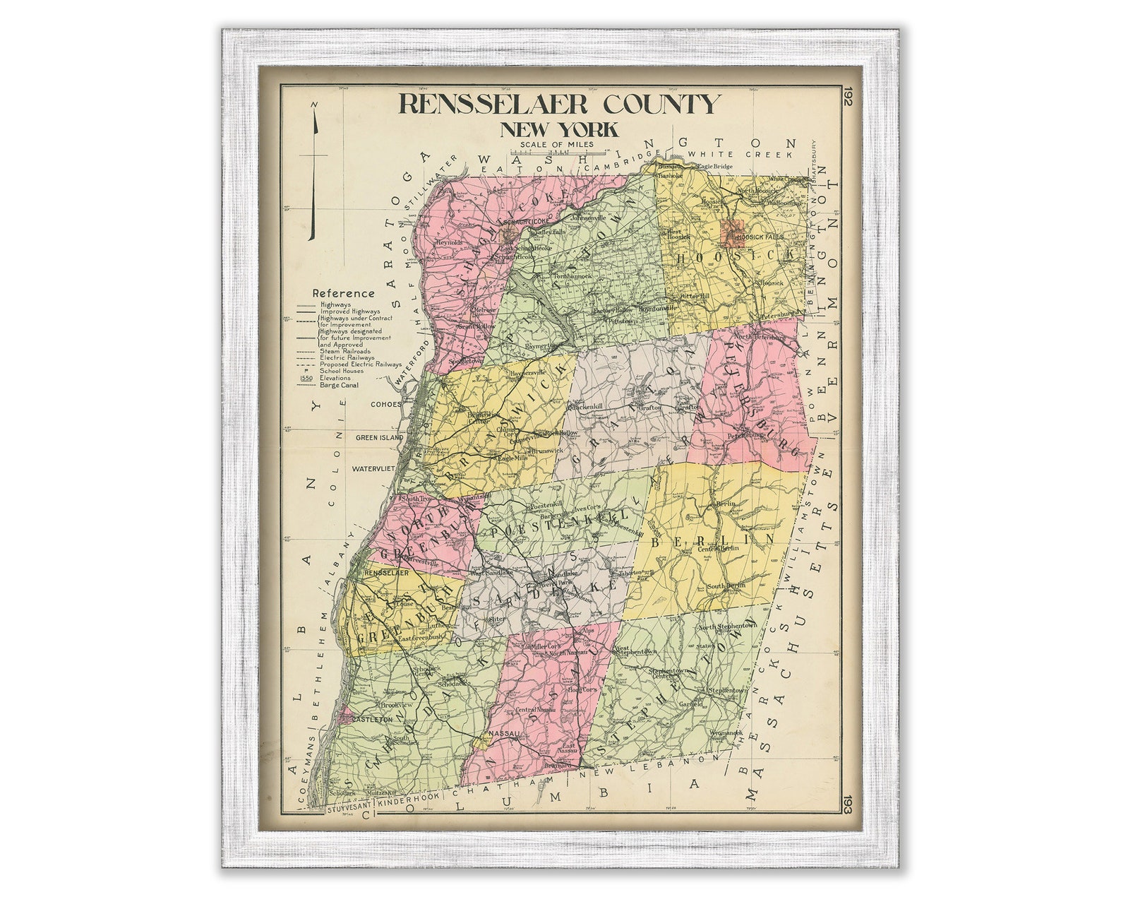 RENSSELAER County New York 1912 Map Replica or GENUINE | Etsy