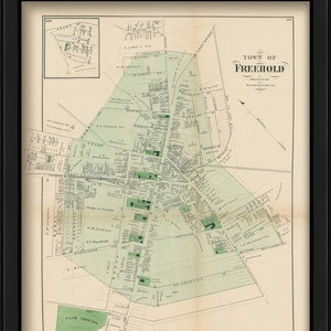 Town of FREEHOLD, New Jersey 1873 Map - Replica or Genuine ORIGINAL - Etsy