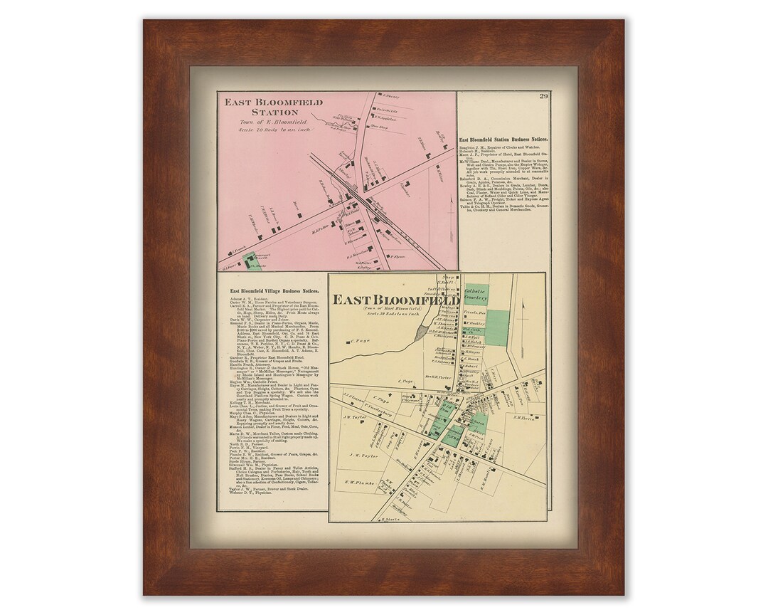 EAST BLOOMFIELD, the Village, Ontaro County, New York 1874 Map - Etsy