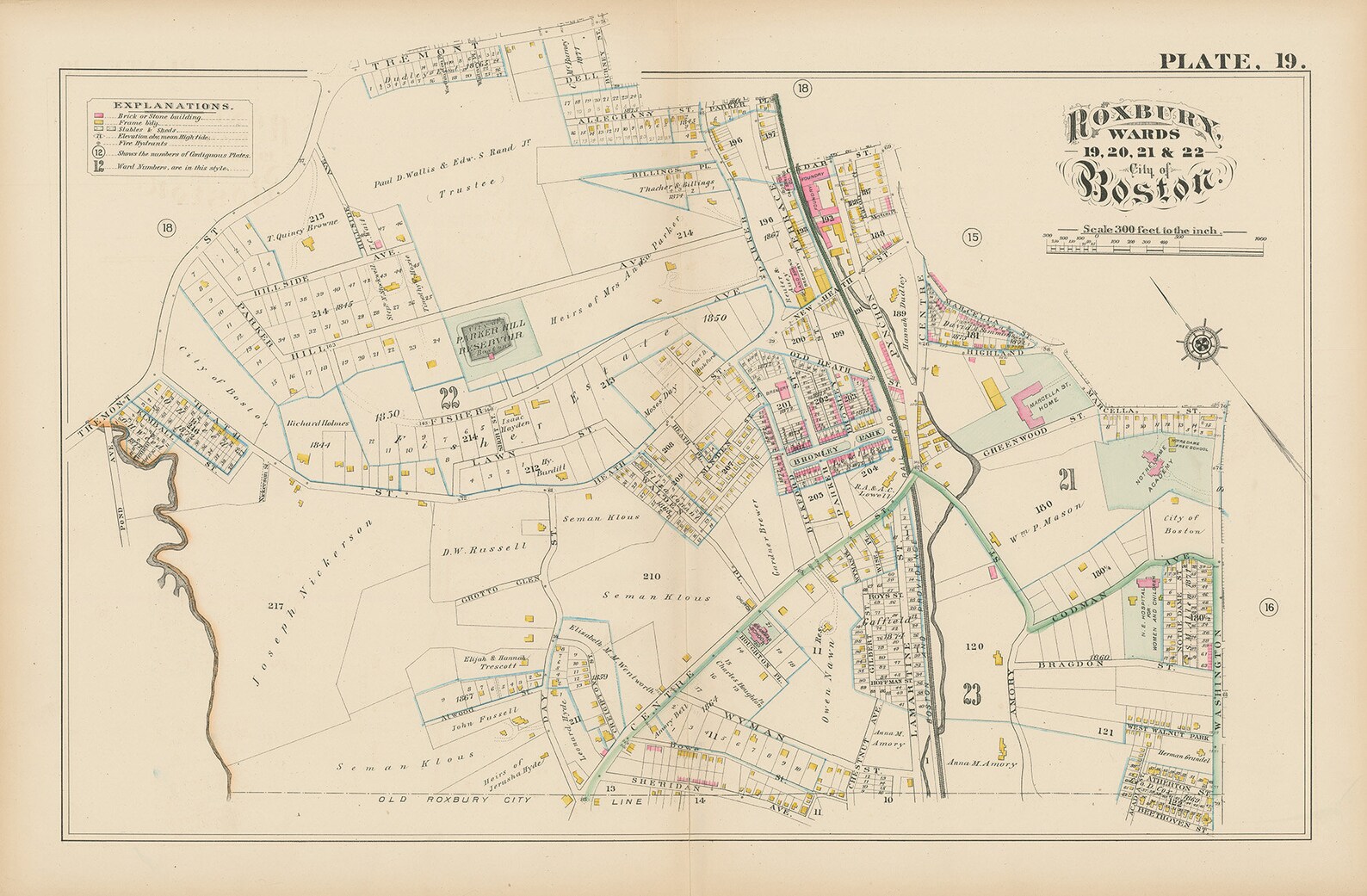 ROXBURY Boston Massachusetts 1882 Map Replica or Genuine - Etsy