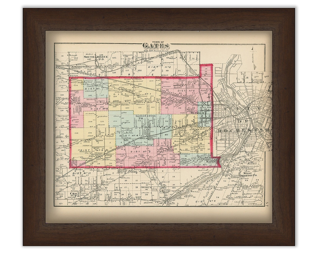 Town of GATES, New York 1872 Map - Etsy