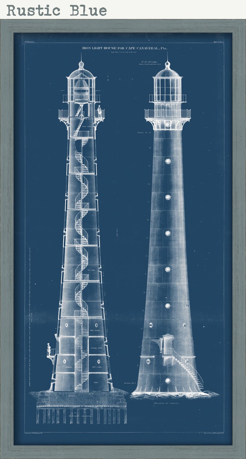 CAPE CANAVERAL LIGHTHOUSE Florida Blueprint Drawing and - Etsy
