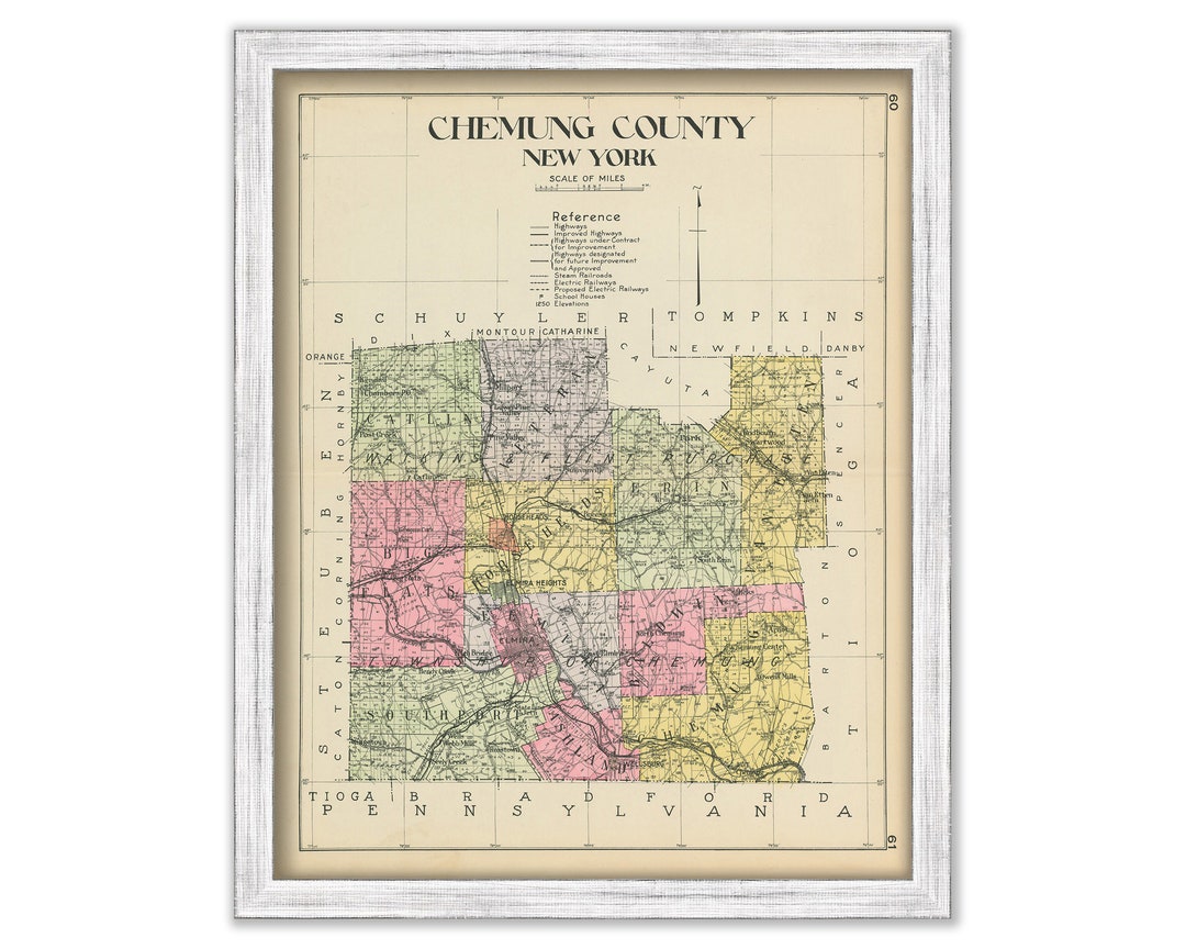 CHEMUNG County, New York 1912 Map, Replica or GENUINE ORIGINAL - Etsy