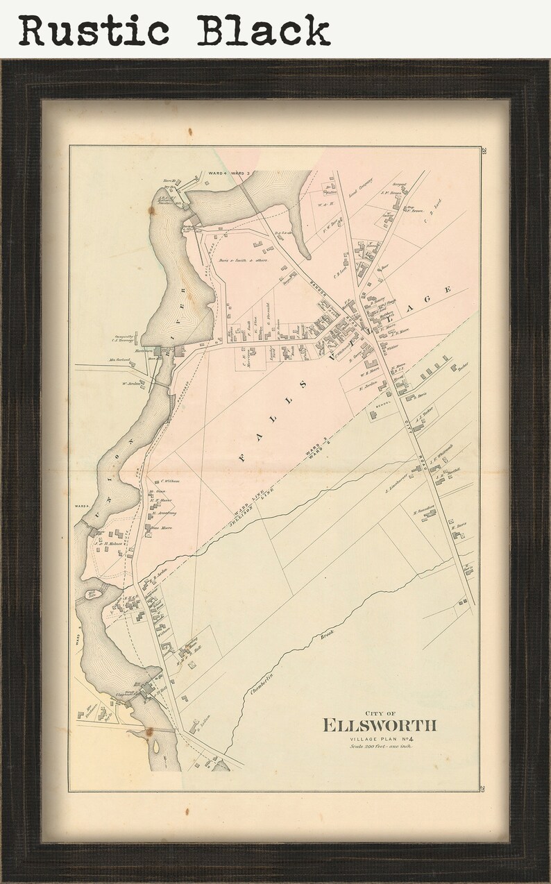 ELLSWORTH Maine 1881 Map Replica or Genuine ORIGINAL - Etsy