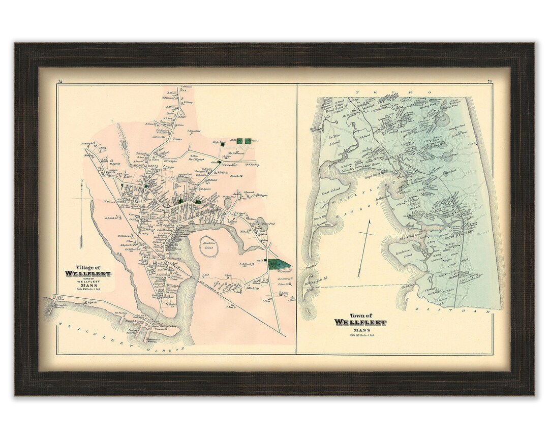 WELLFLEET Town and Village, Massachusetts 1880 Map - Etsy