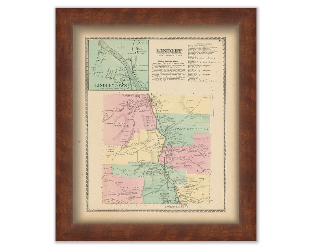 LINDLEY, New York 1873 Map, Replica or Genuine ORIGINAL - Etsy