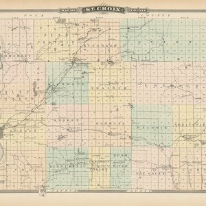 ST CROIX COUNTY, Wisconsin 1878 Map, Replica or Genuine Original - Etsy