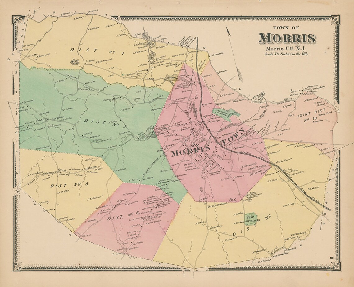 Town of MORRIS Morris County New Jersey 1868 Replica or | Etsy